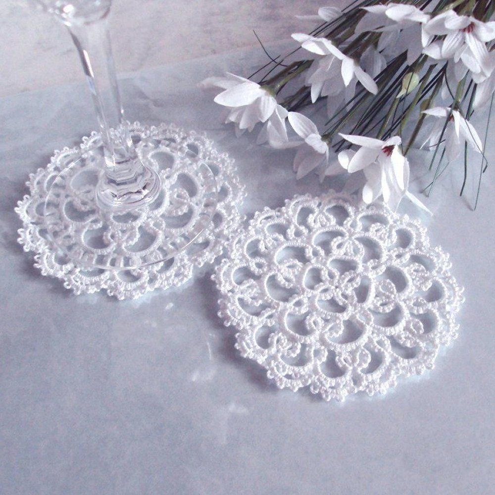 White Lace Wedding Coasters (set Of Two) on Luulla